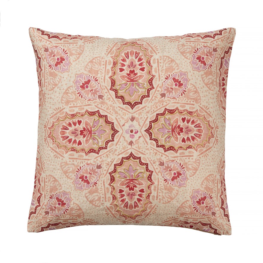Barossa Pink & Natural Linen Cushion | Adairs