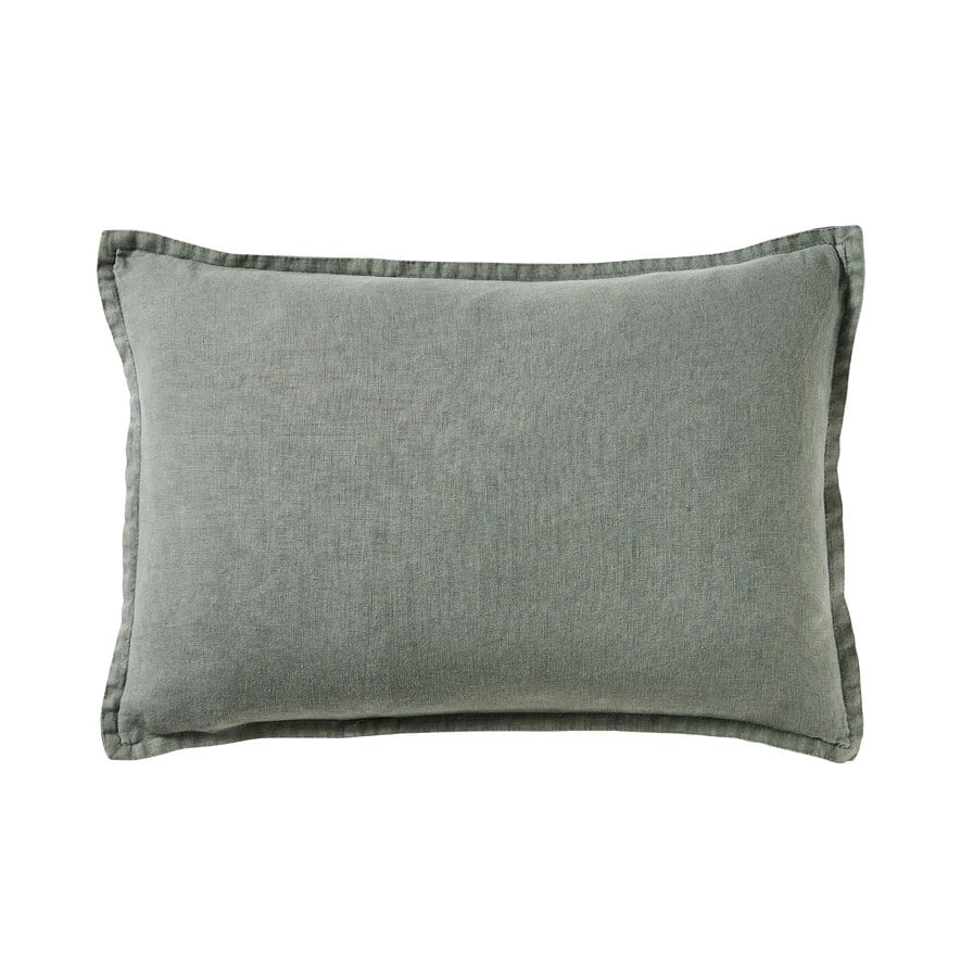 Belgian Vintage Washed Linen Forest Long Cushion | Adairs