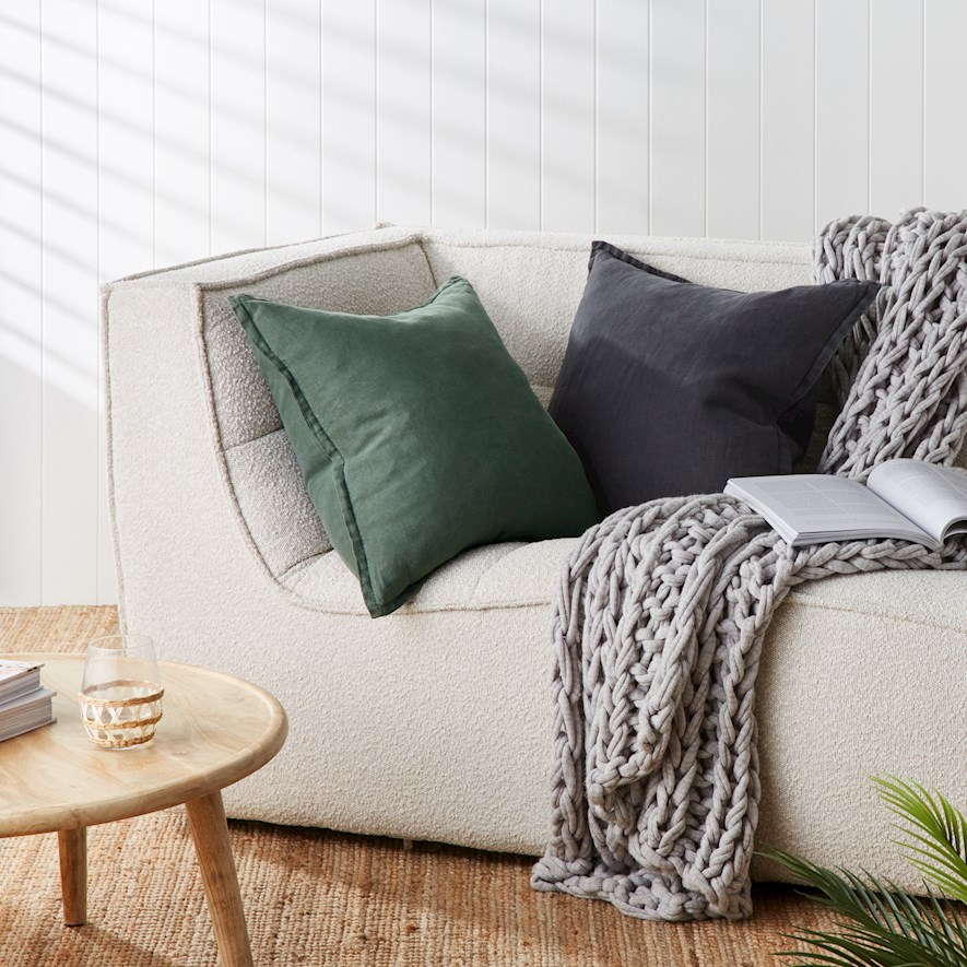 Belgian Cypress Vintage Washed Linen Cushion | Adairs