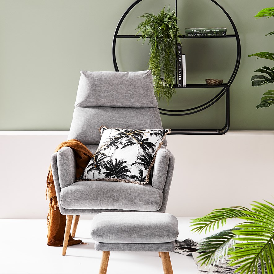 Key West Palms Black & Mustard Cushion | Adairs