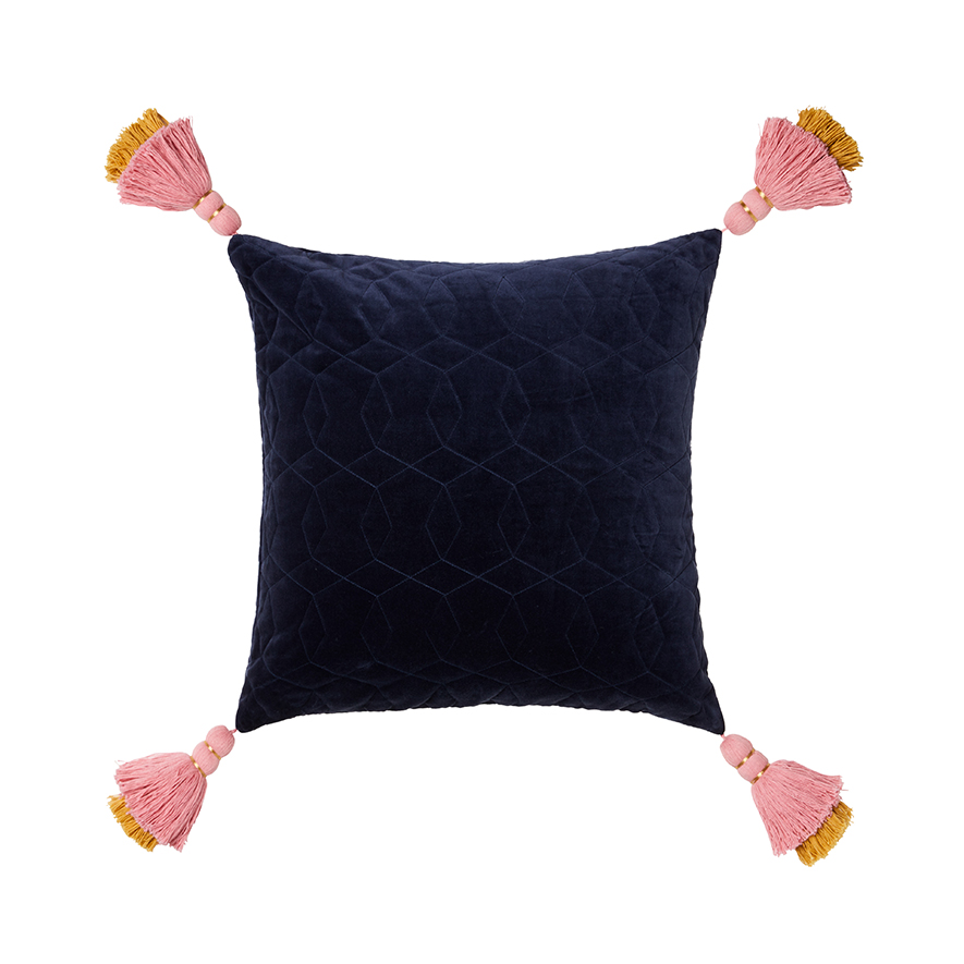 Home Republic - Alexandria Velvet Cushion Navy | Adairs