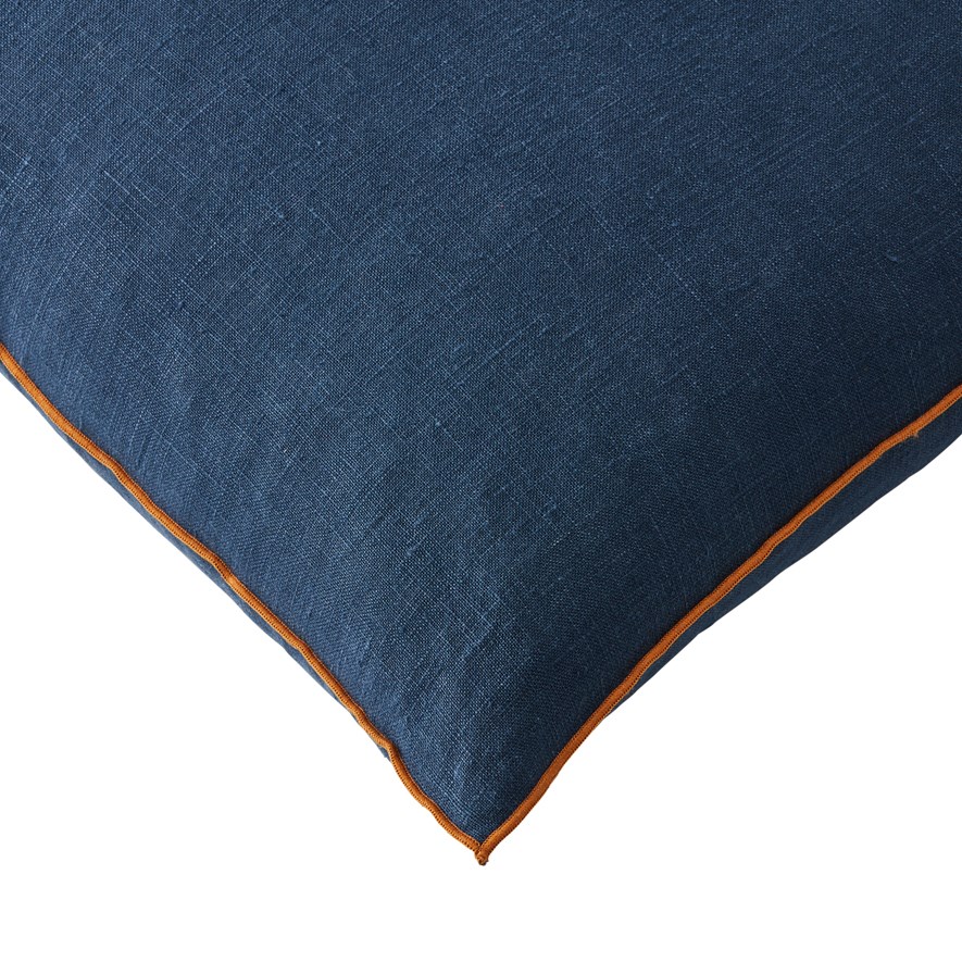 Washed Navy Hemp Cushion | Adairs