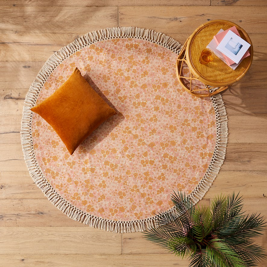 Tivoli Round Blush & Mustard Sunset Bloom Rug | Adairs