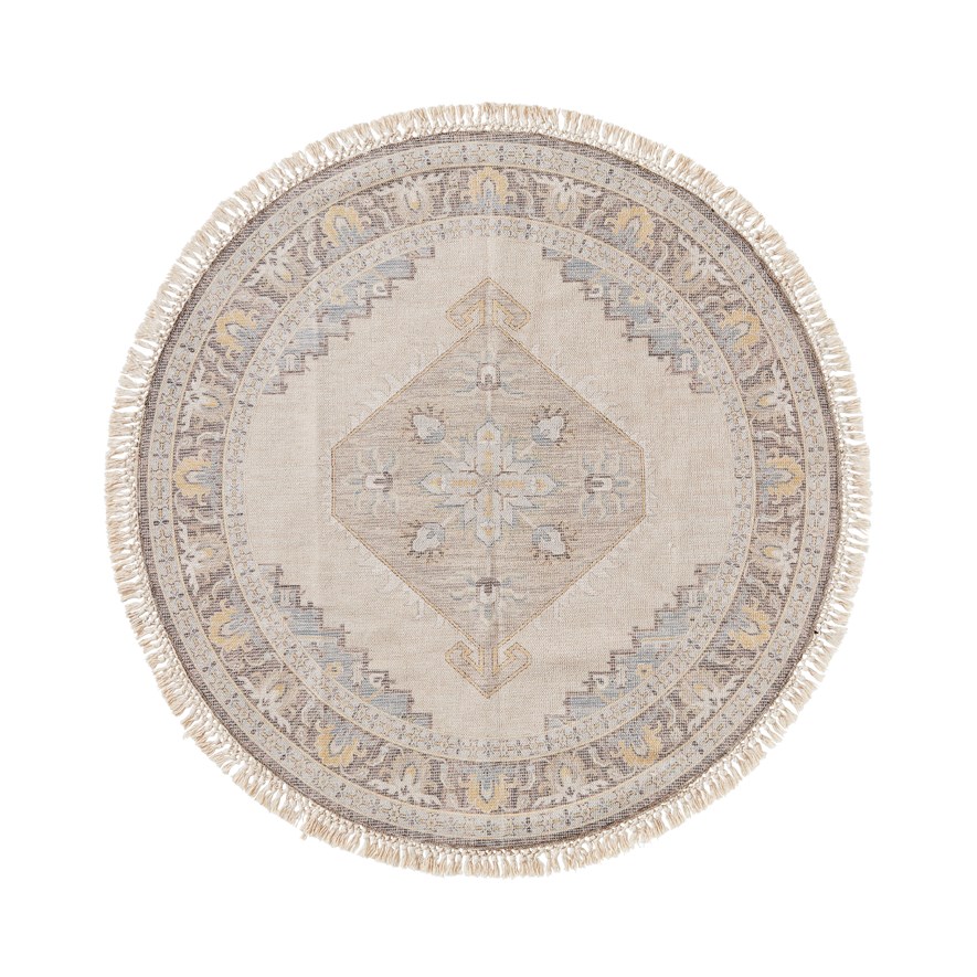 Tivoli Pink & Mustard Round Kerala Rug | Adairs