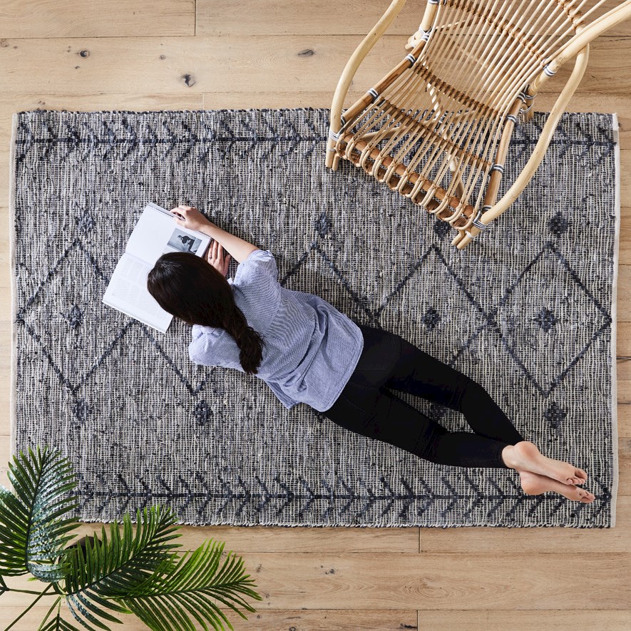 Harlem Steel Blue Rug | Adairs