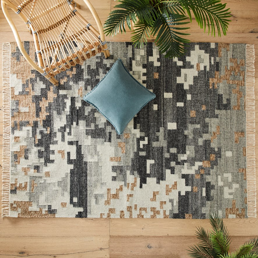 Emerson Mosaic Storm Grey & Charcoal Rug | Adairs