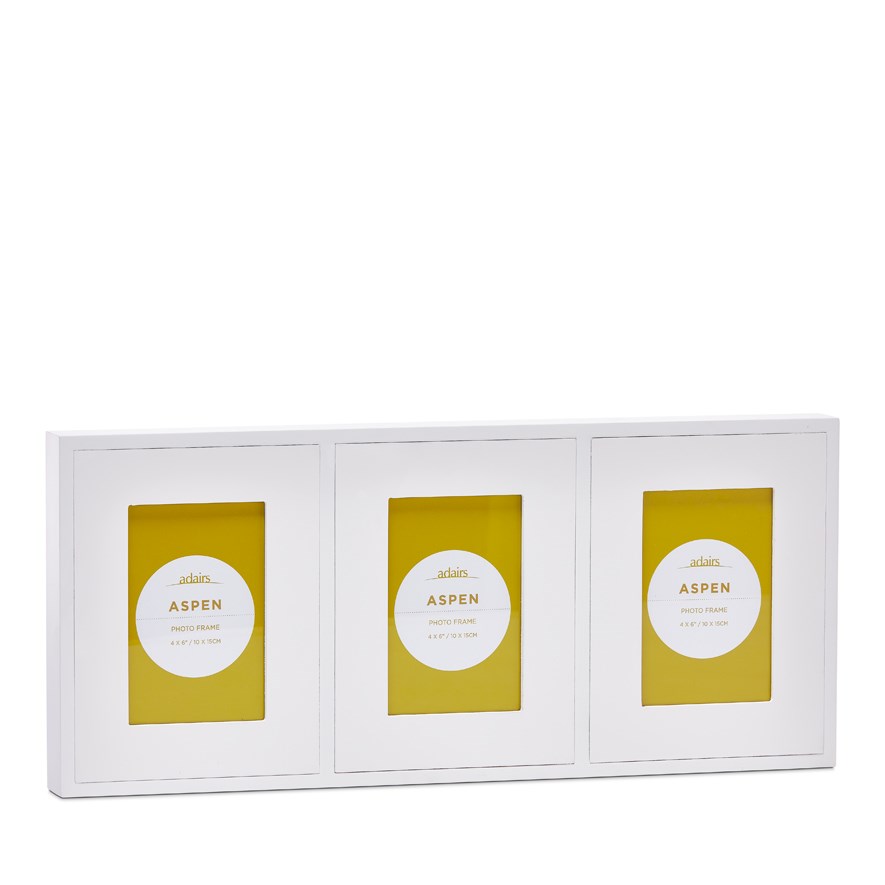 Aspen White 4" x 6" Triple Photo Frame | Adairs