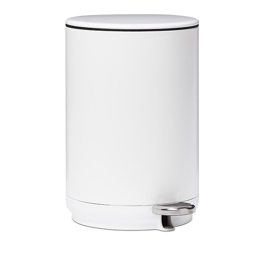 Round White Metal Dust Bin | Adairs