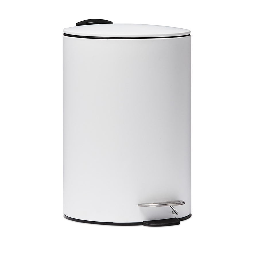 Large Round White Metal Dust Bin | Adairs