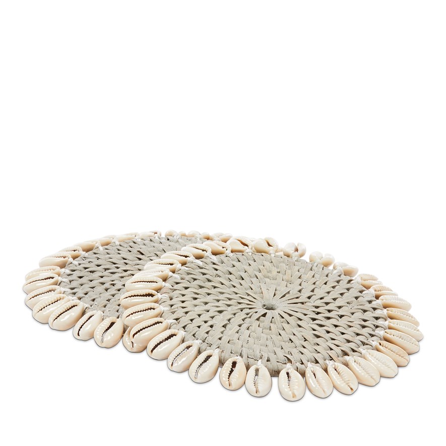Cowrie Shell Collection Coasters Dia10cm Pk 2 Grey | Adairs