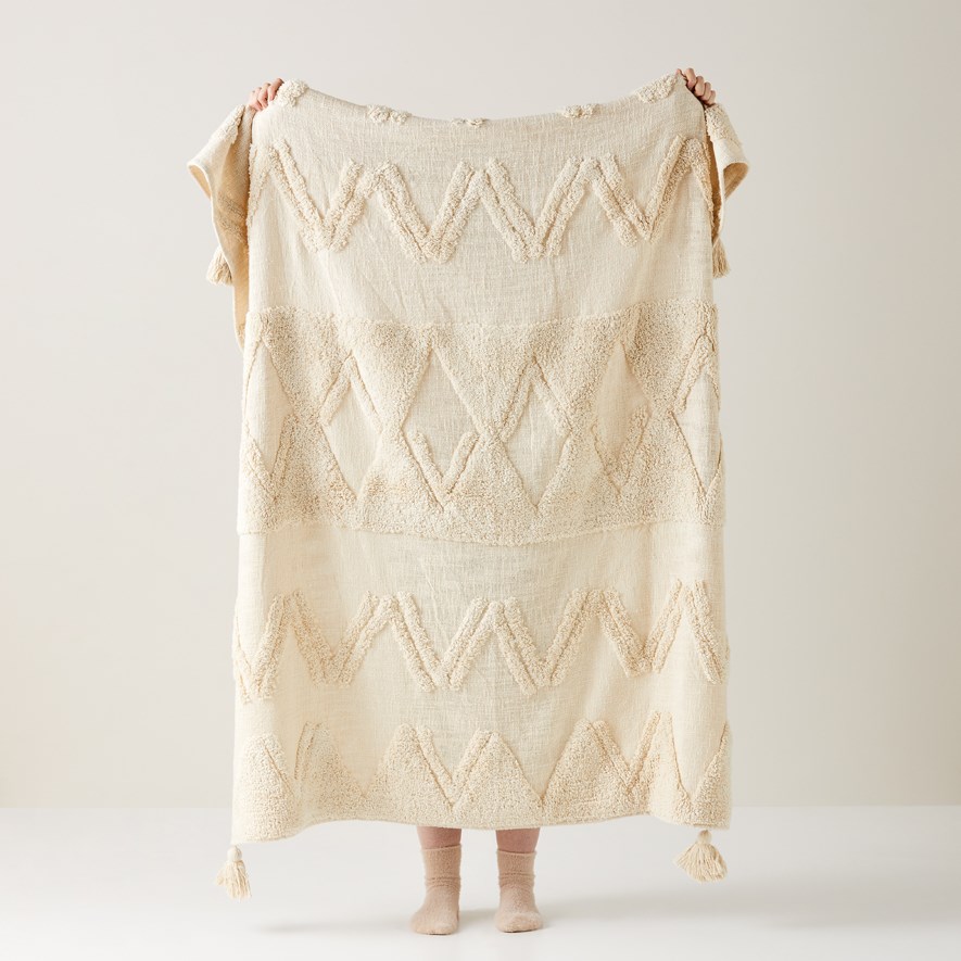 Skyler Natural Tufted Throw | Adairs