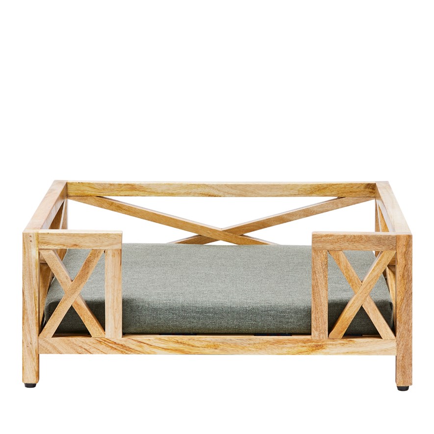 Bailey Timber Pet Bed Collection Large 107x77x30cm Natural/Sage | Adairs