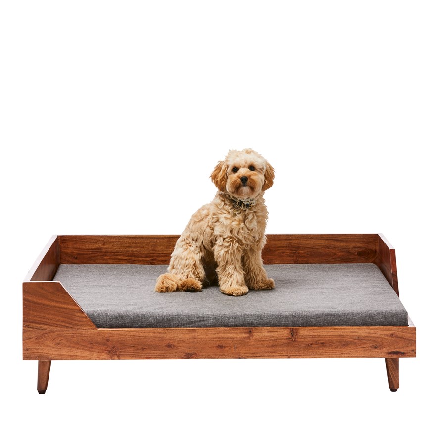 Scout Timber Pet Bed Collection Large 107x77x30cm Acacia/Grey | Adairs