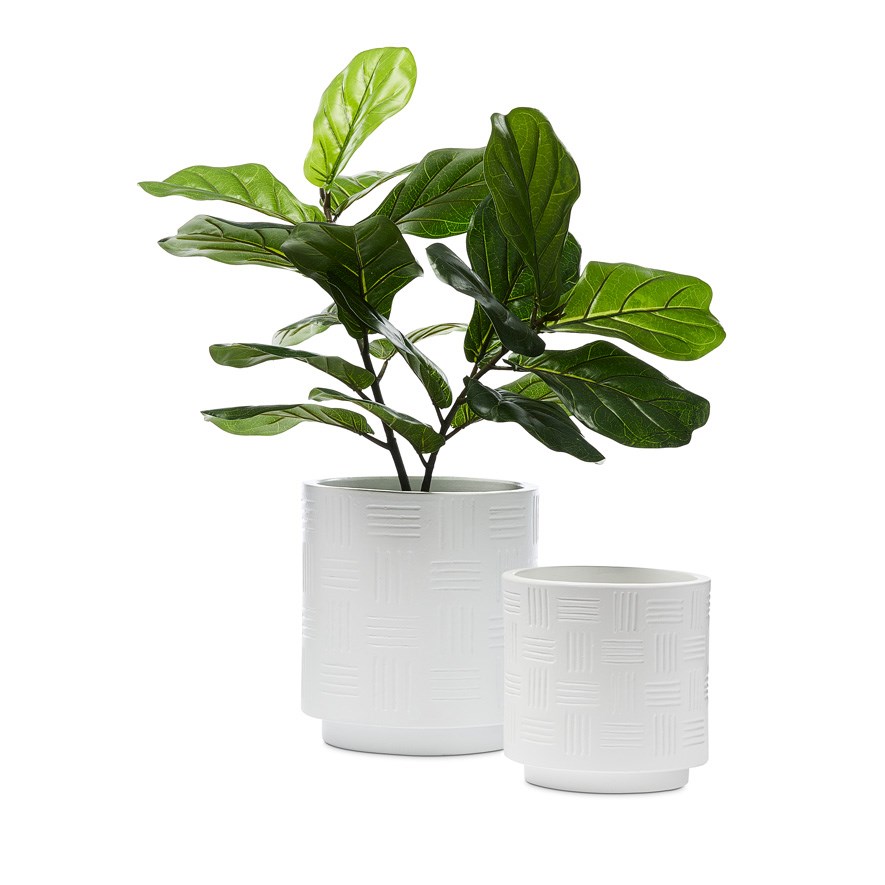 Turin White Chequered Pot | Adairs