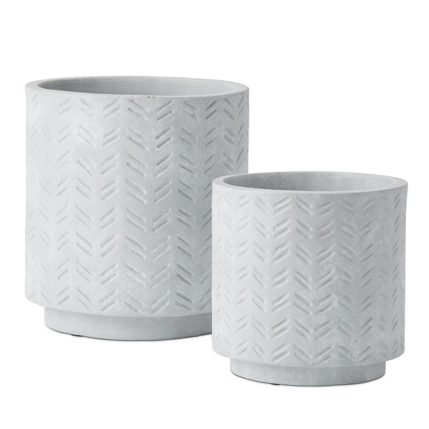 Turin Grey Chevron Pot | Adairs