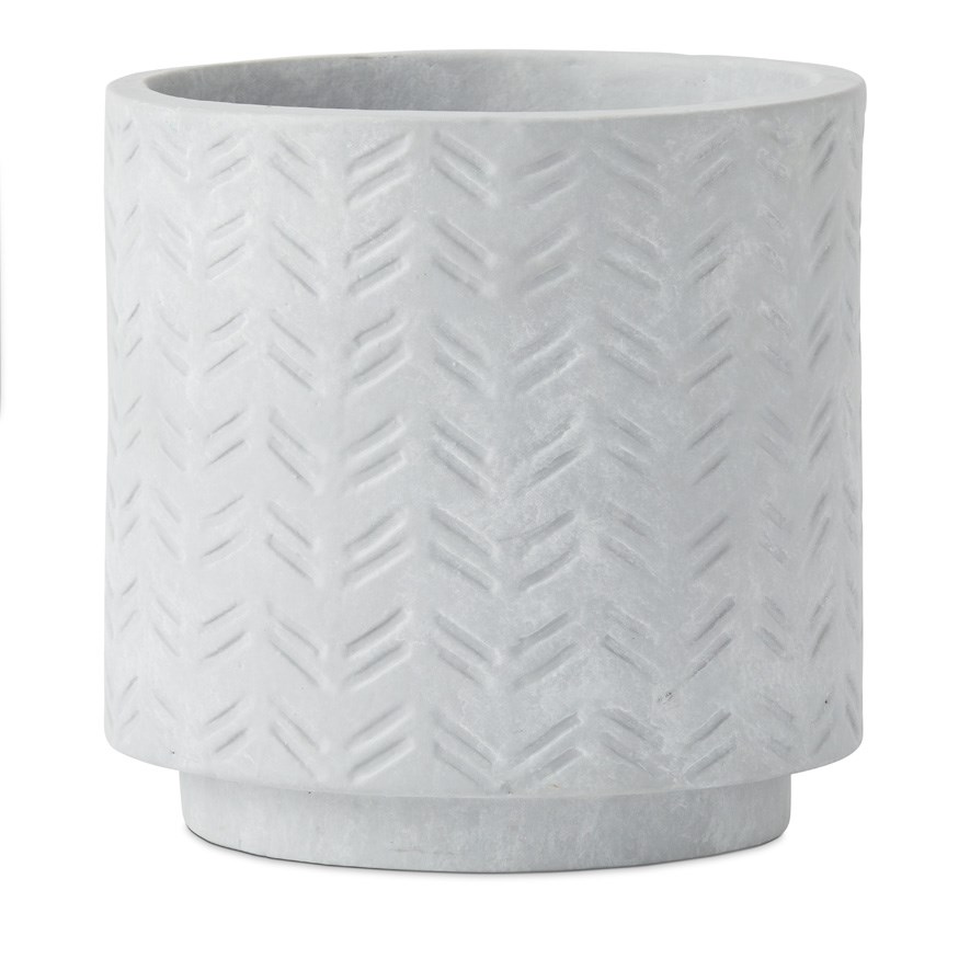Turin Grey Chevron Pot | Adairs