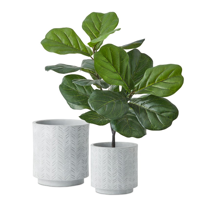 Turin Grey Chevron Pot | Adairs