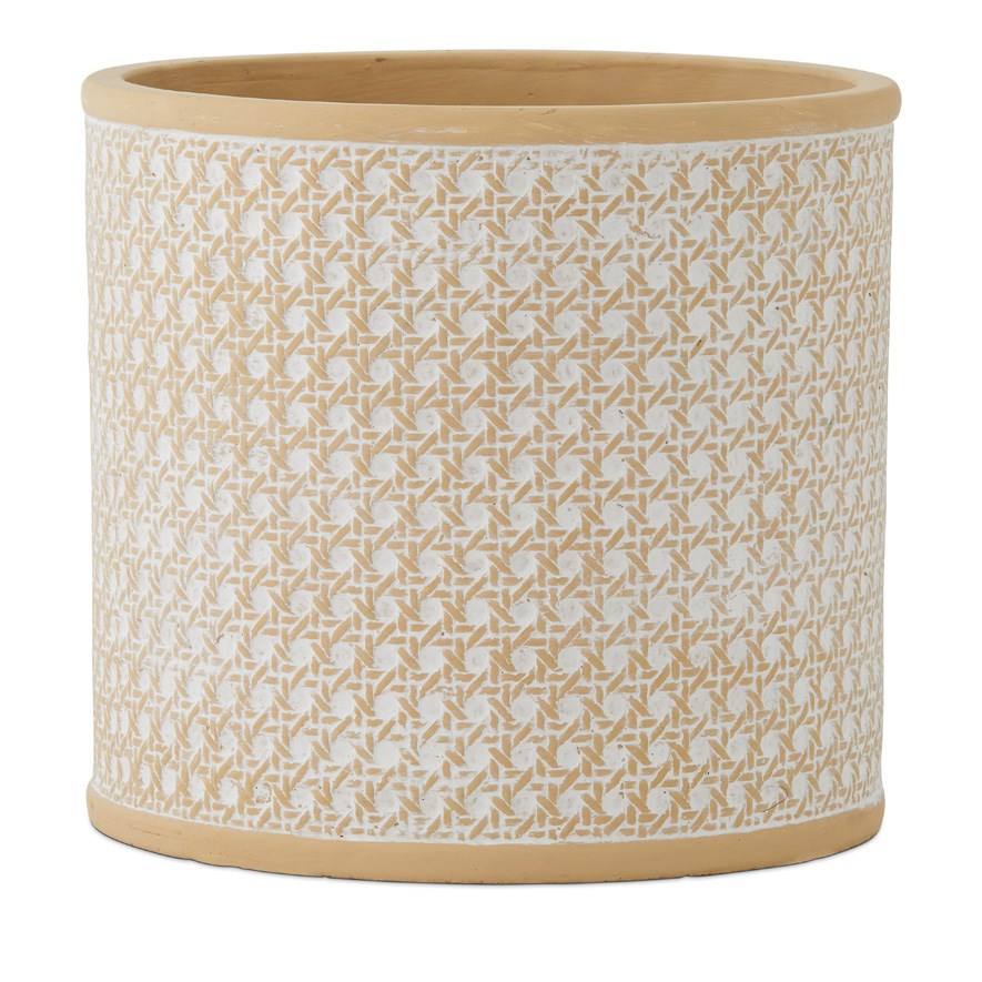 Textured Lattice White Ceramic Pot | Adairs