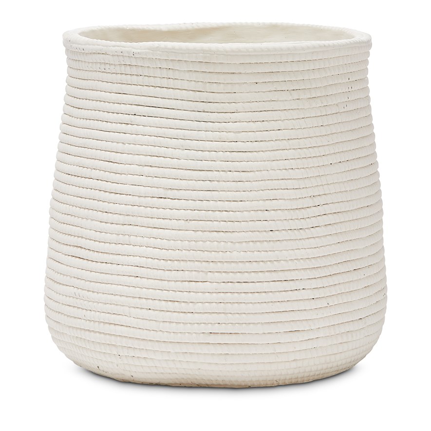 Textured Ceramic Ribbed White Pot | Adairs