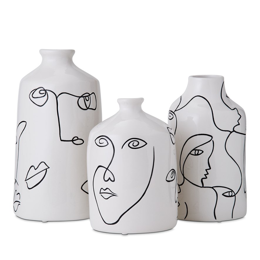 Abstract White & Black Vase | Adairs
