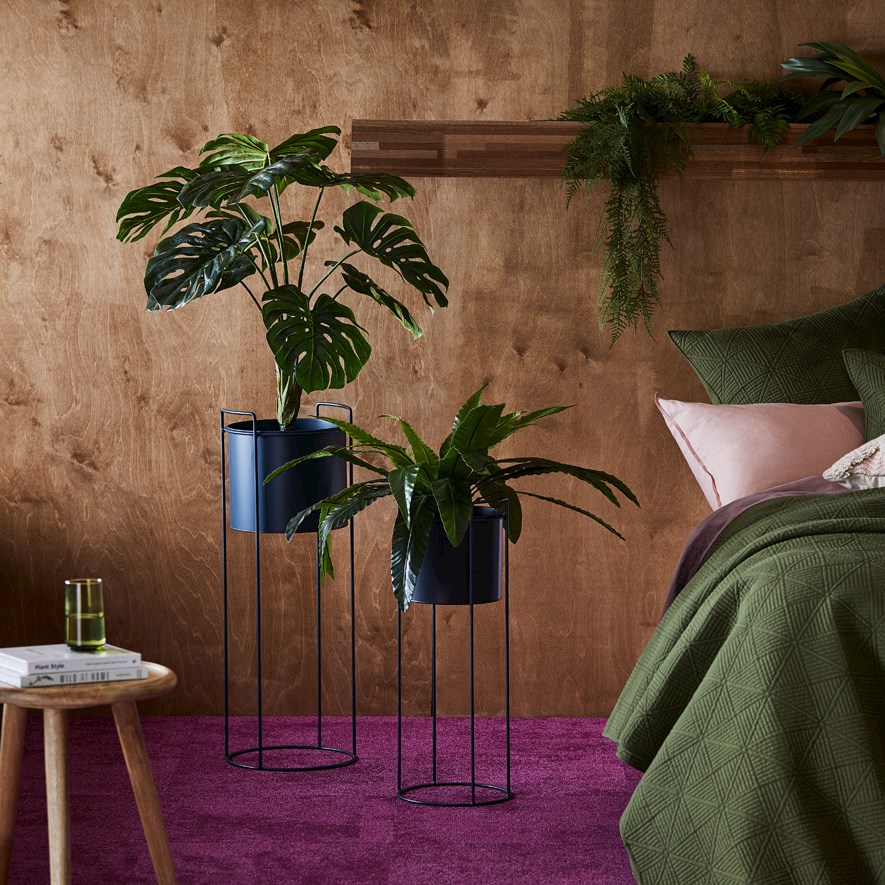 Santana Steel Blue Plant Stand | Adairs