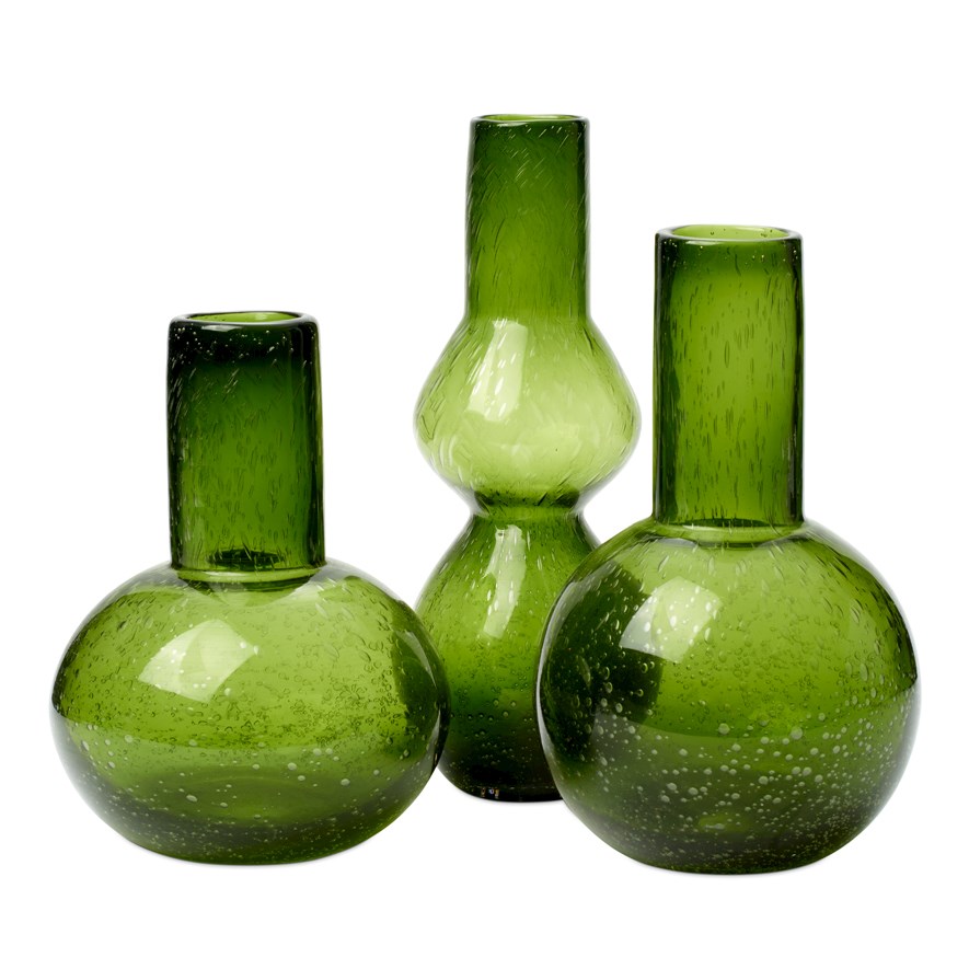 Green Jeanie Large Belly Glass Vase | Adairs