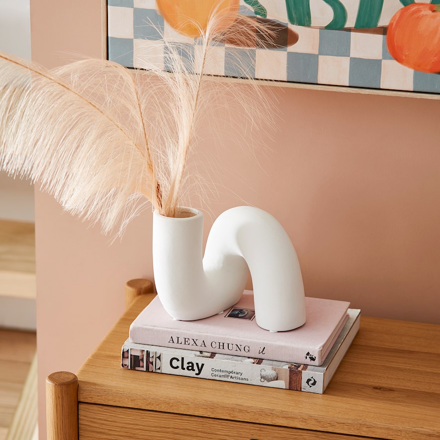 Pipe White Vase Twist Shape | Adairs