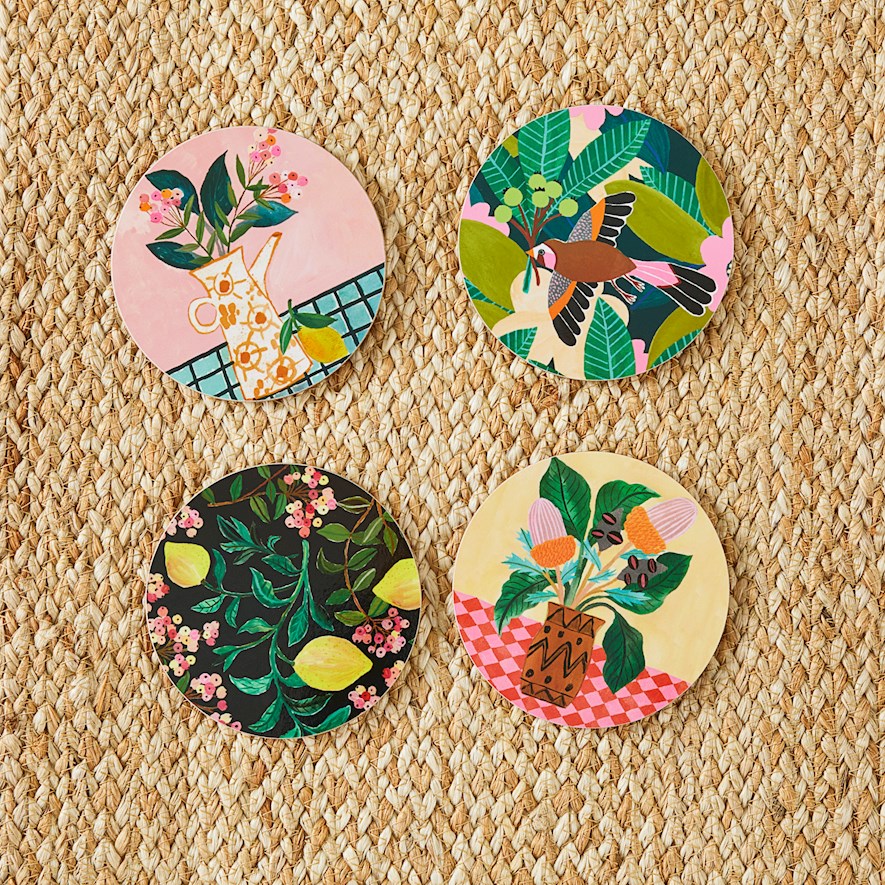 Togetherness Pack of 4 Assorted Cork Coasters | Adairs