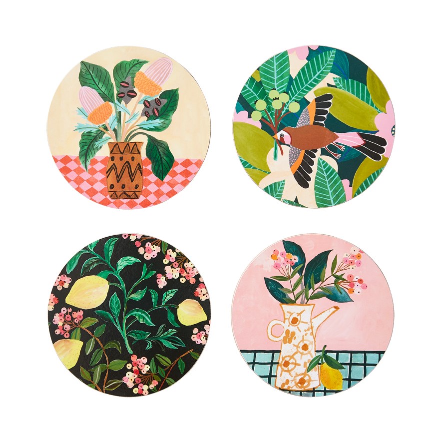 Togetherness Pack of 4 Assorted Cork Coasters | Adairs