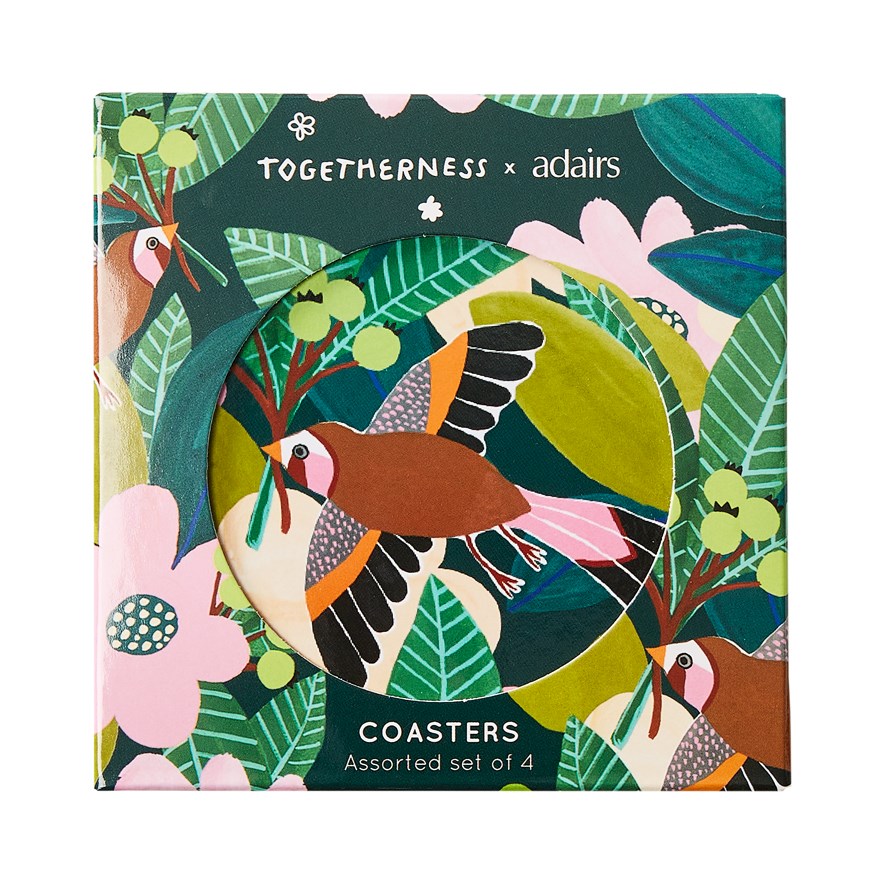 Togetherness Pack of 4 Assorted Cork Coasters | Adairs