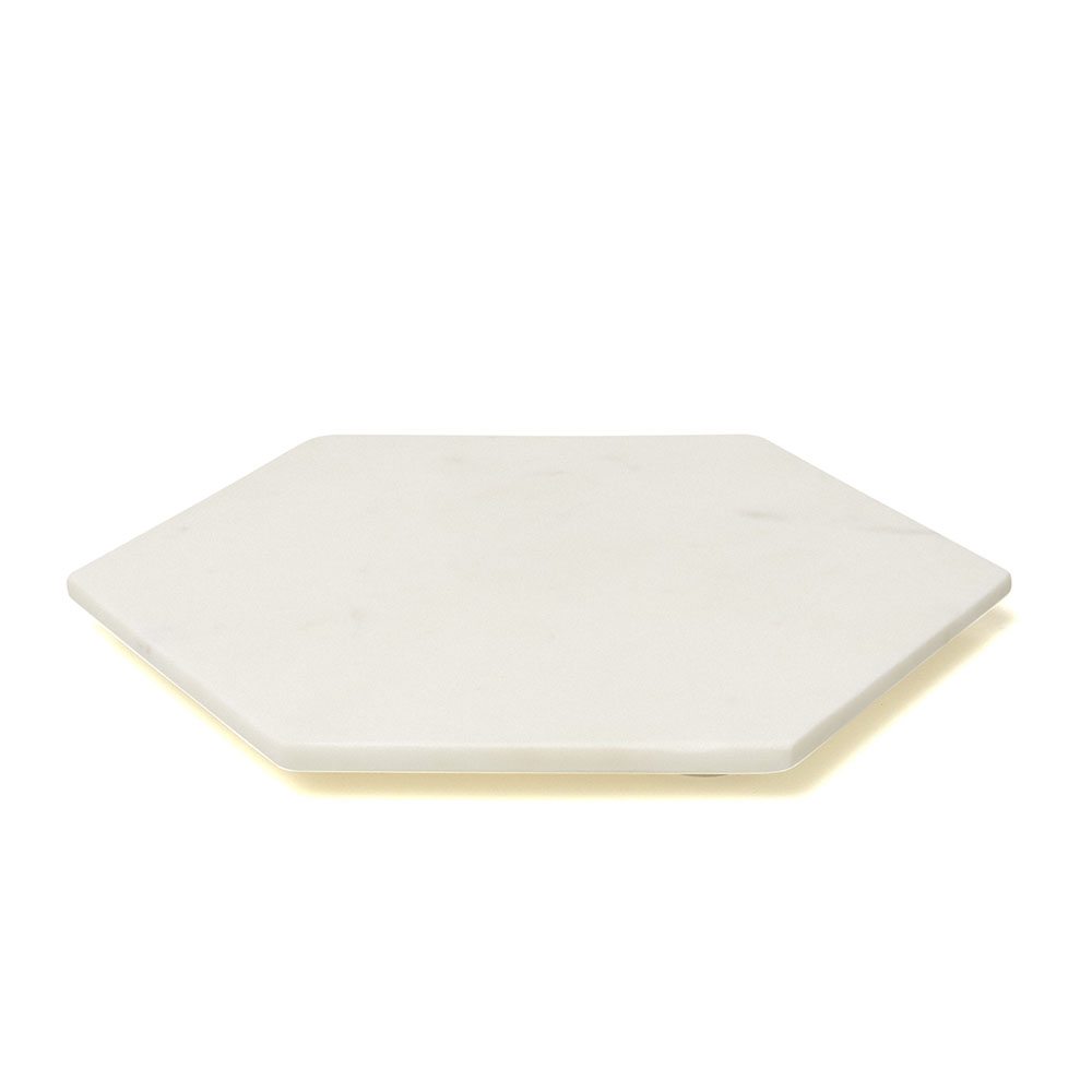 Raw Trivet Hexagon 30cm White Marble | Adairs