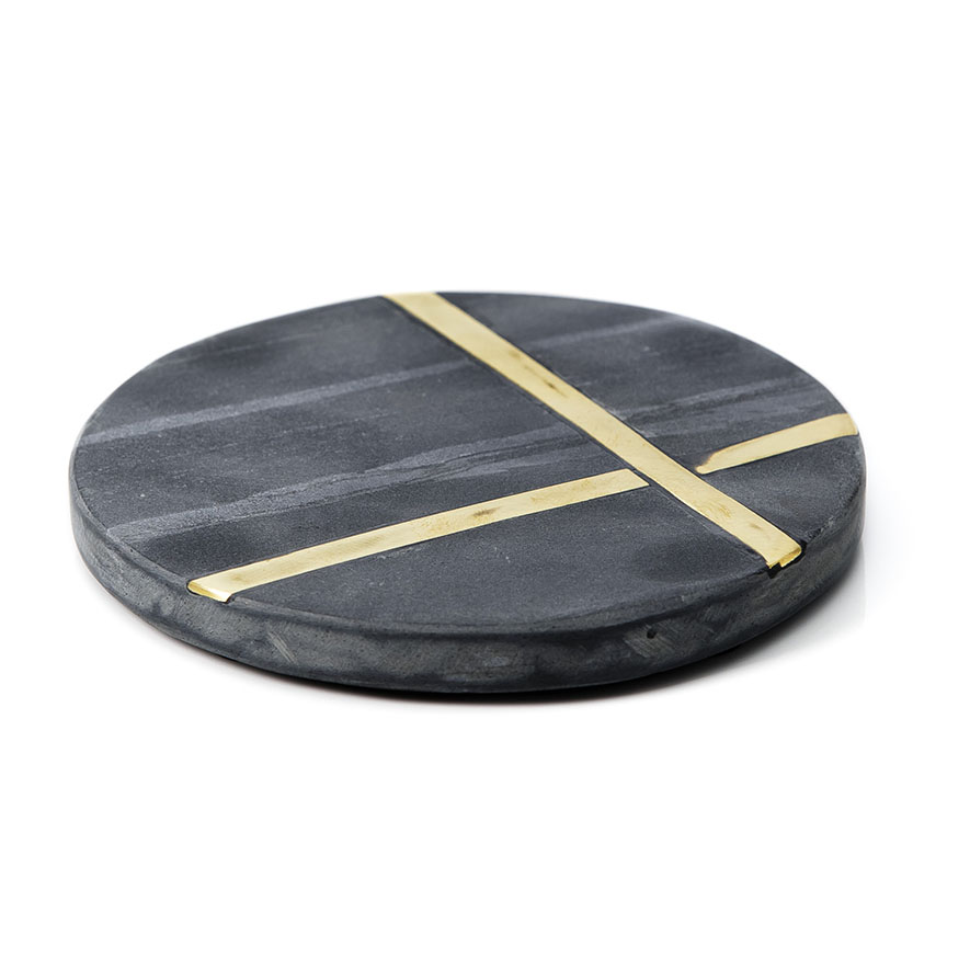 Zali Trivet Collection 10cm Slate/ Brass Coasters Pack of 4 | Adairs