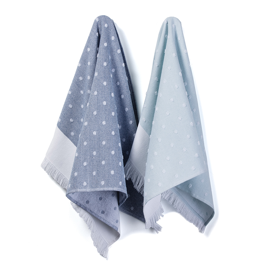 European Collection Apollo Spot Tea Towel Mint & Navy Pack of 2 | Adairs