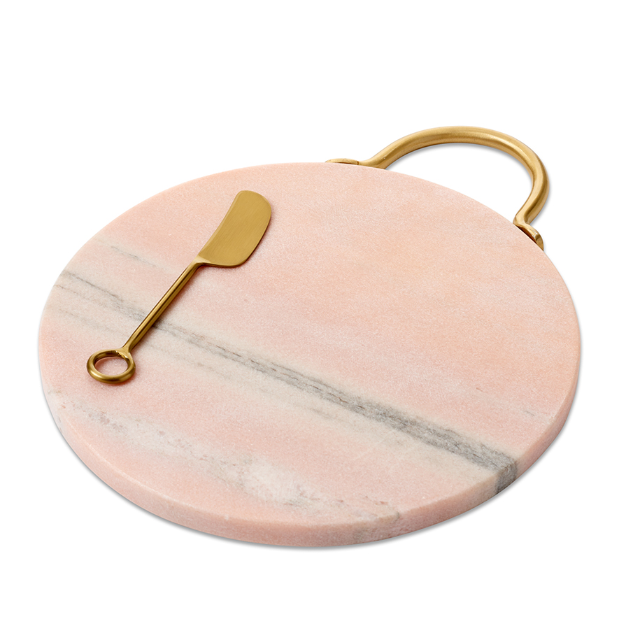 Salerno Marble Pink & Gold Cheese Set | Adairs