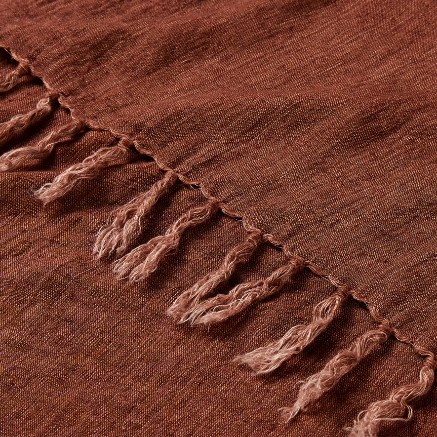 Malmo Chocolate Linen Throw | Adairs