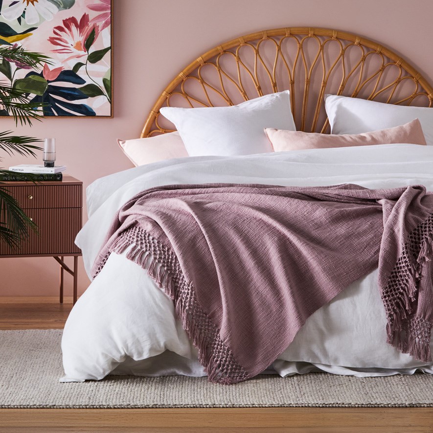 Macrame Knot Mauve Throw | Adairs