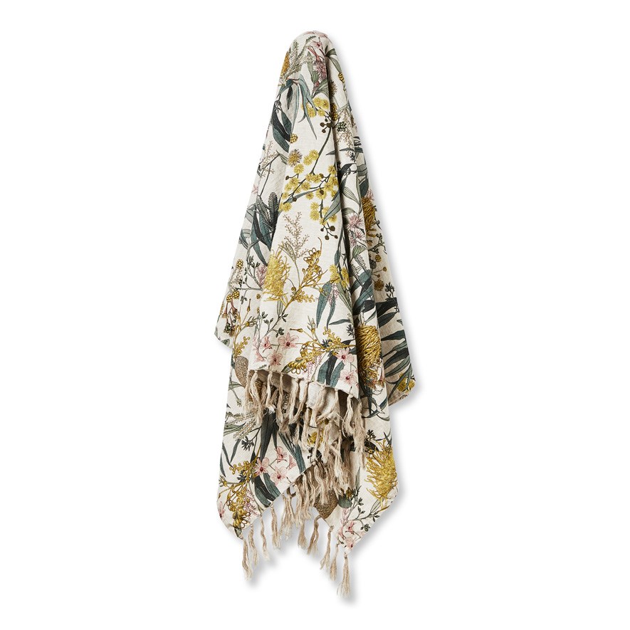 Eucalyptus Sage Linen Throw | Adairs