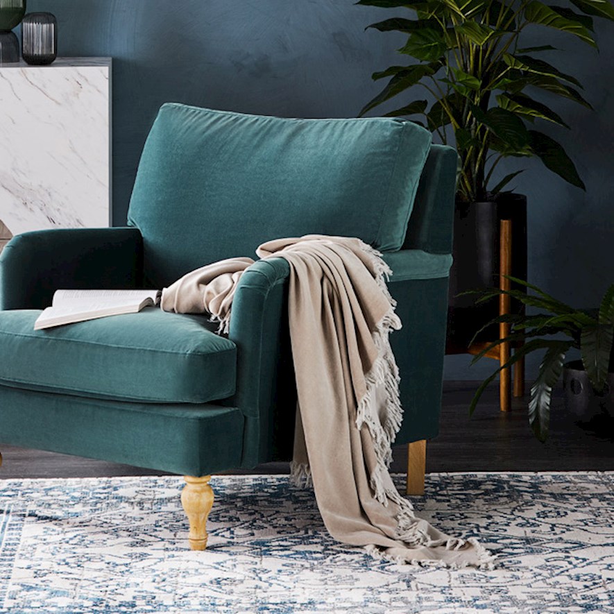 Elwood Stone Velvet Throw | Adairs