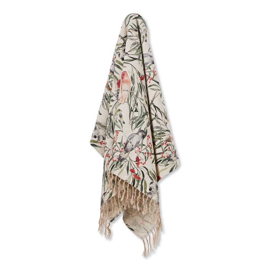 Australian Bushland Green Linen Throw | Adairs