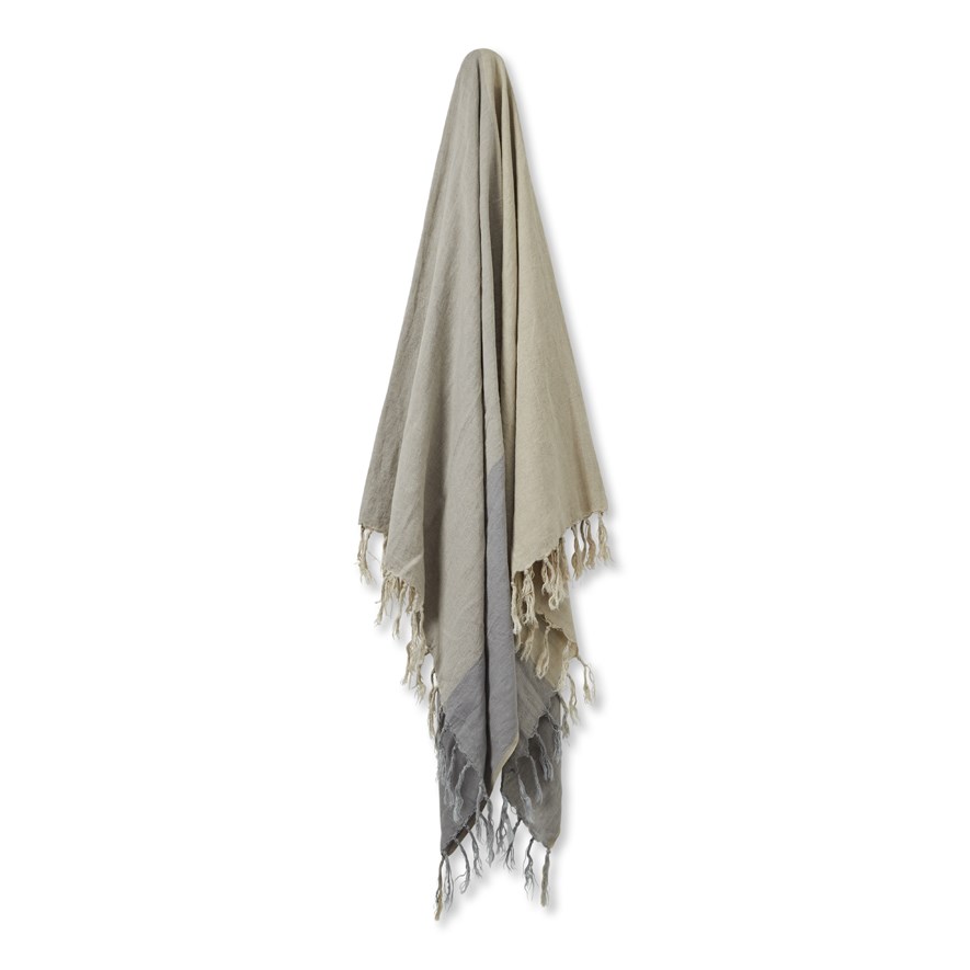 Malmo Check Grey Linen Throw | Adairs