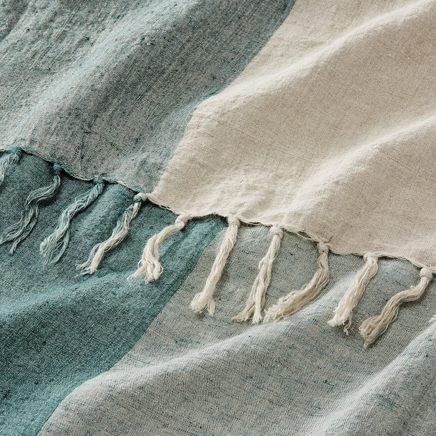 Malmo Soft Pine Check Linen Throw | Adairs