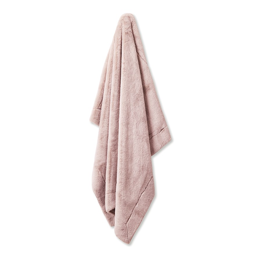 Astoria Dusty Pink Fur Throw | Adairs