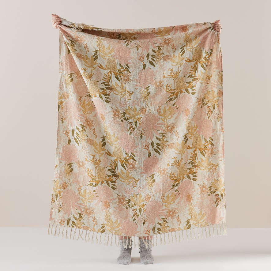 Winter Native Flora Natural Throw | Adairs