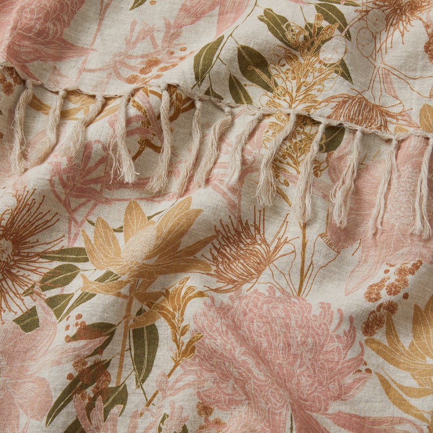 Winter Native Flora Natural Throw | Adairs