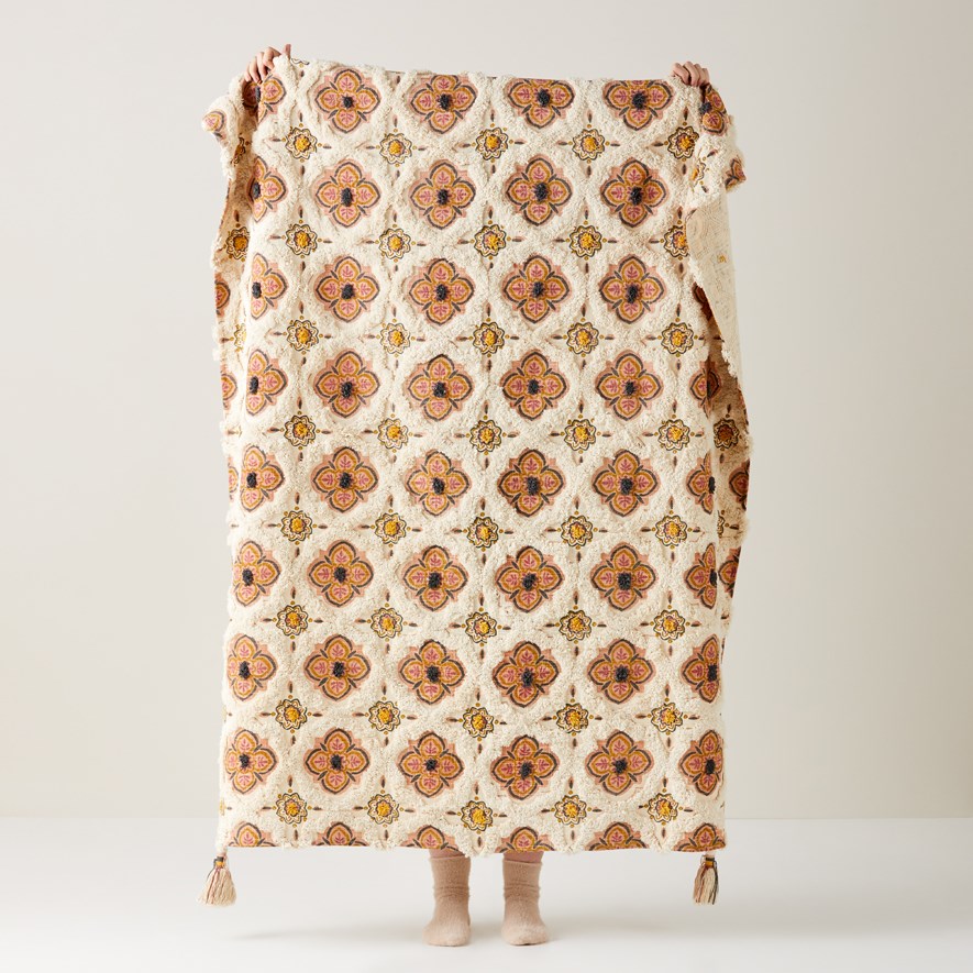 Leighton Natural & Pink Throw | Adairs