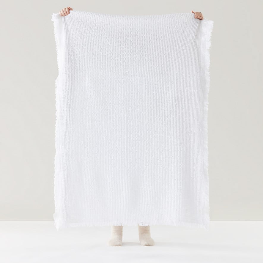 European White Summerhill Throw | Adairs