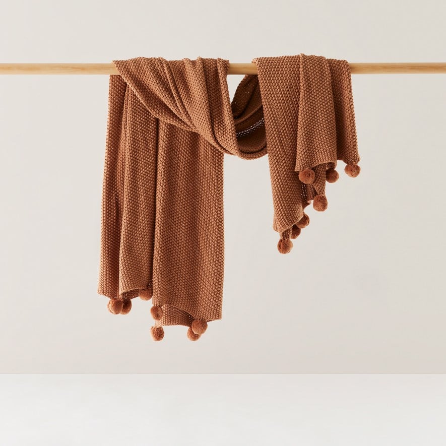 Pom Pom Caramel Throw | Adairs