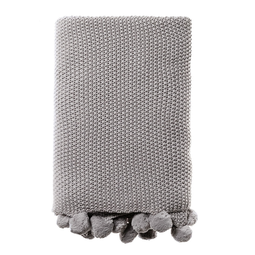 Pom Pom Silver Throw | Adairs