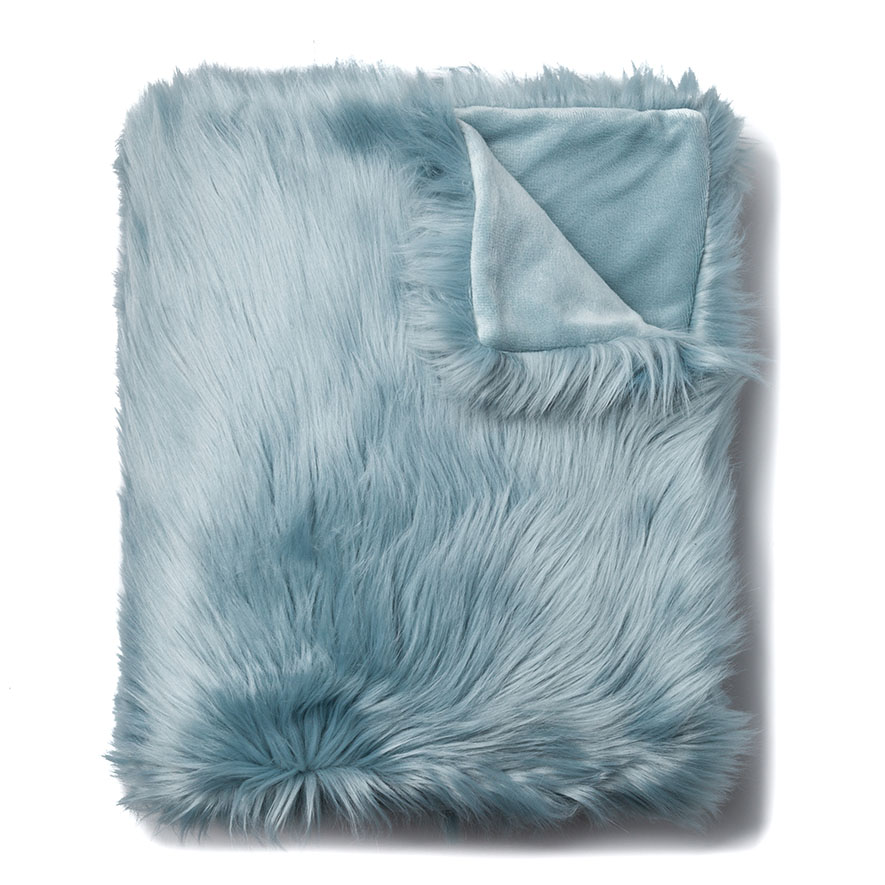 Alpine Fur Ice Blue Throw | Adairs