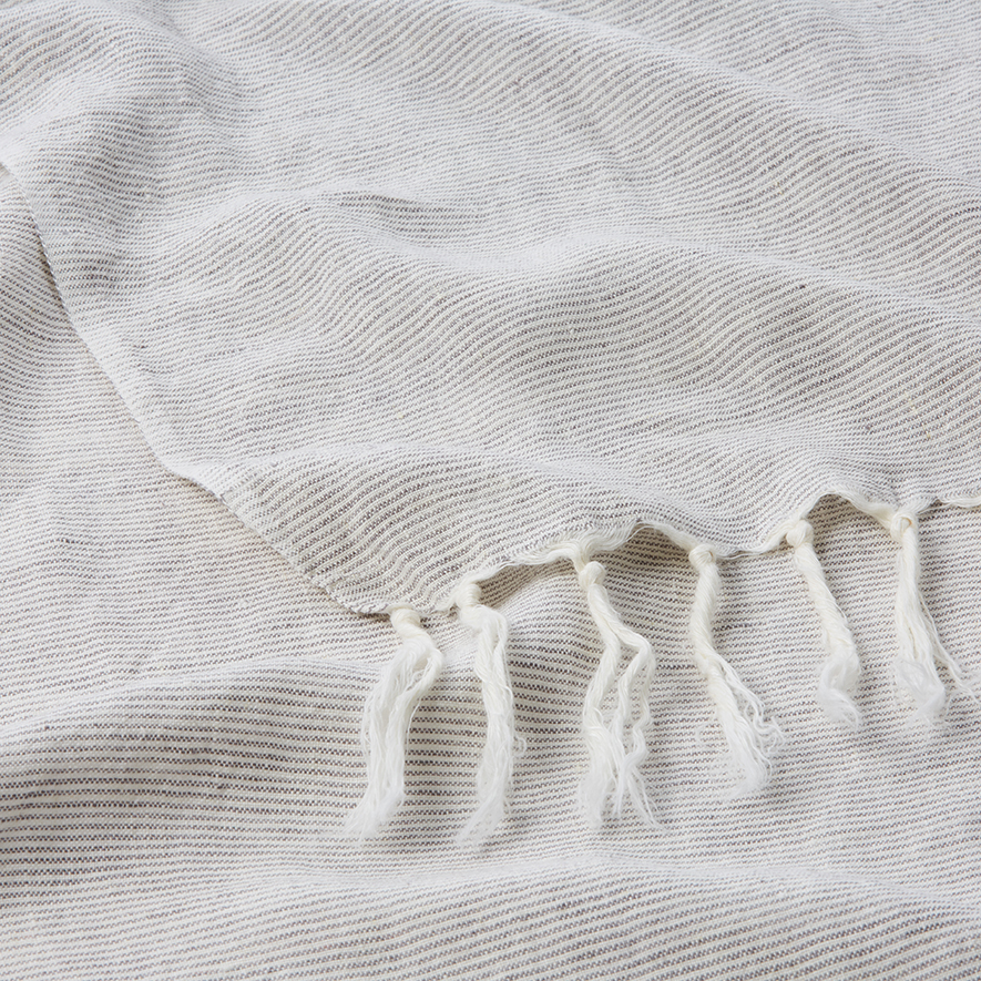 Malmo Linen Throw Grey Stripe | Adairs